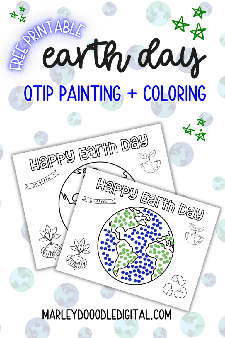 Earth Day Q-Tip Painting Activity - Marley Doodle Digital