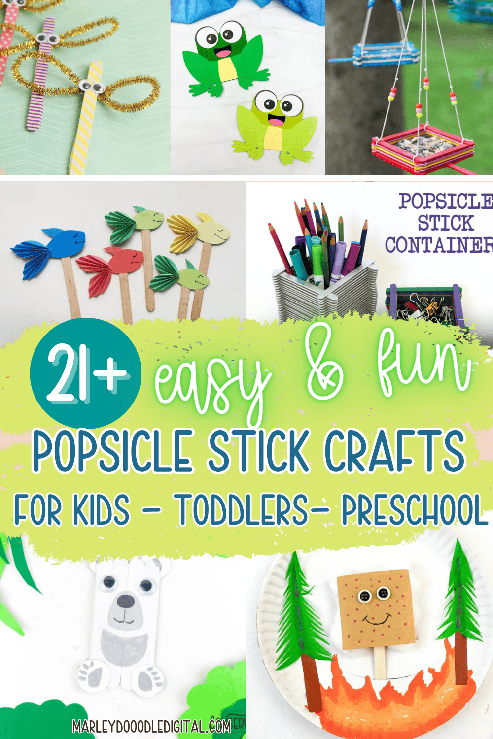 21+ Easy DIY Popsicle Stick Crafts for Kids - Marley Doodle Digital