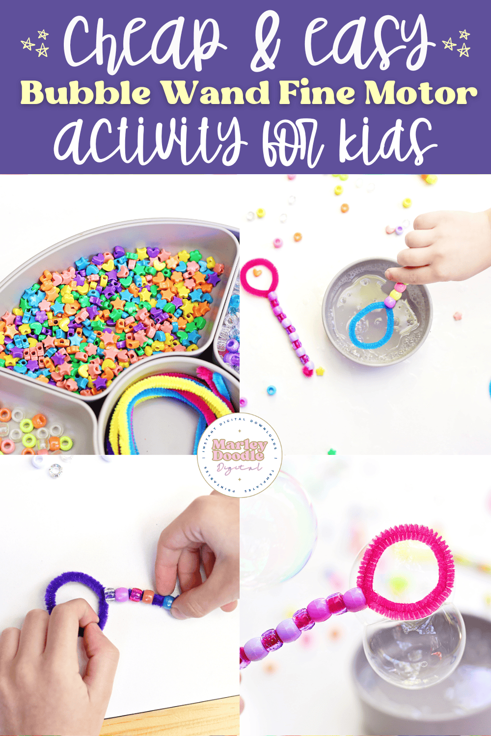 Easy DIY Bubble Wand Bubble Making Station - Marley Doodle Digital