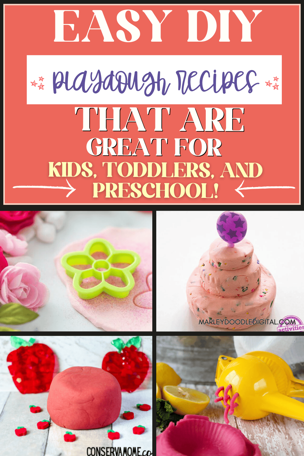 23+ Easy DIY Homemade Play Dough Recipes for Kids - Marley Doodle Digital