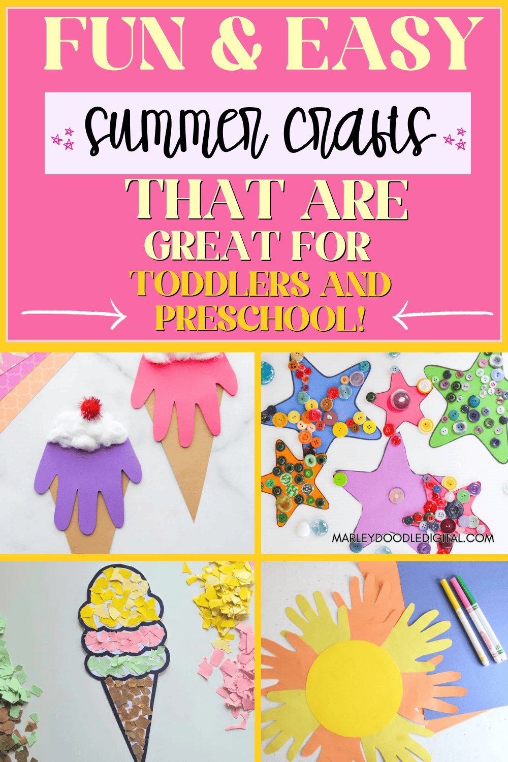 27+ Easy and Fun Summer Crafts for Toddlers & Preschool - Marley Doodle ...