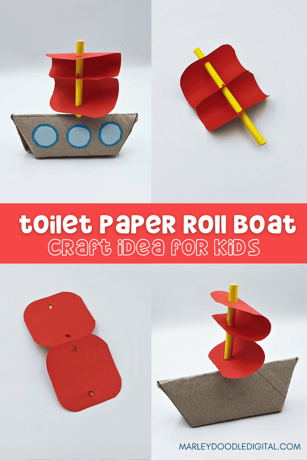 DIY Toilet Paper Roll Boat Craft for Kids - Marley Doodle Digital