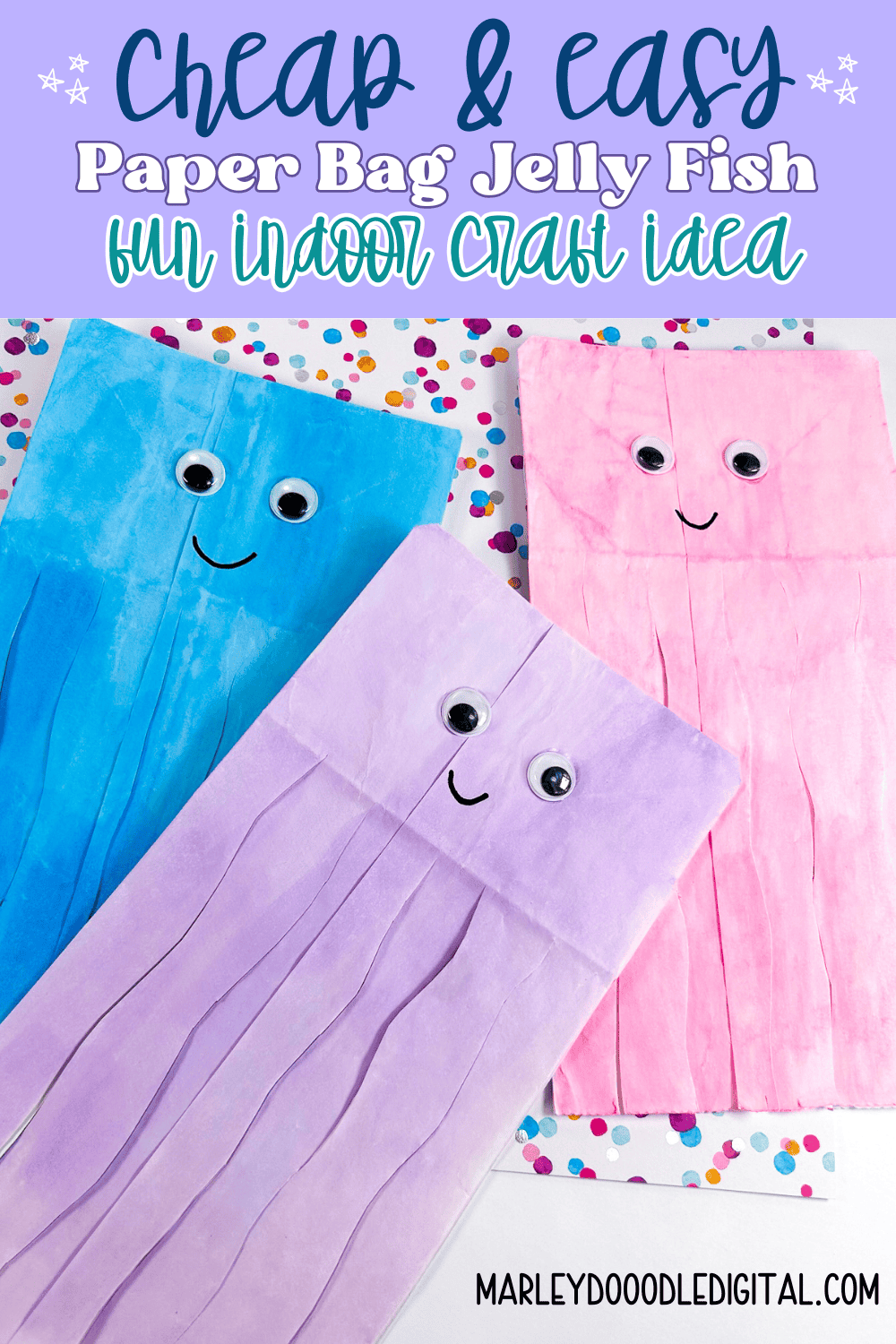 Easy Paper Bag Jelly Fish Craft for Kids - Marley Doodle Digital
