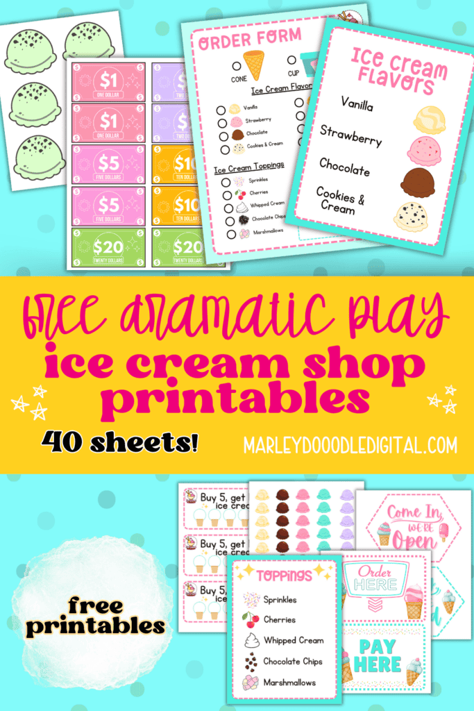 38+ Free Ice Cream Shop Dramatic Play Printables - Marley Doodle Digital