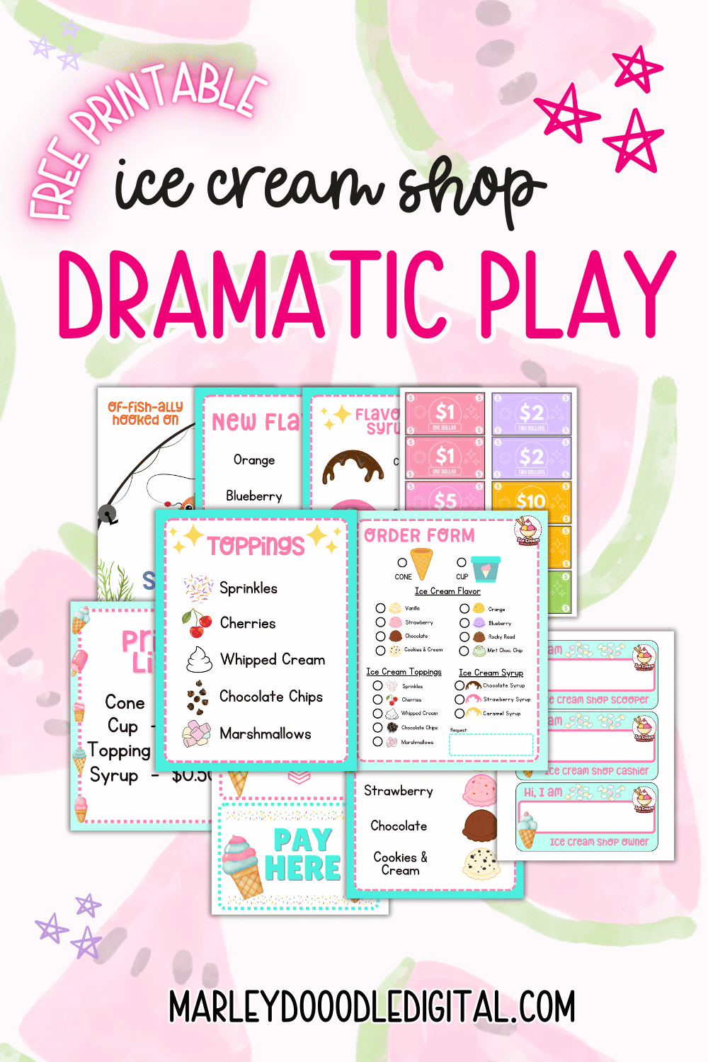 38+ Free Ice Cream Shop Dramatic Play Printables - Marley Doodle Digital