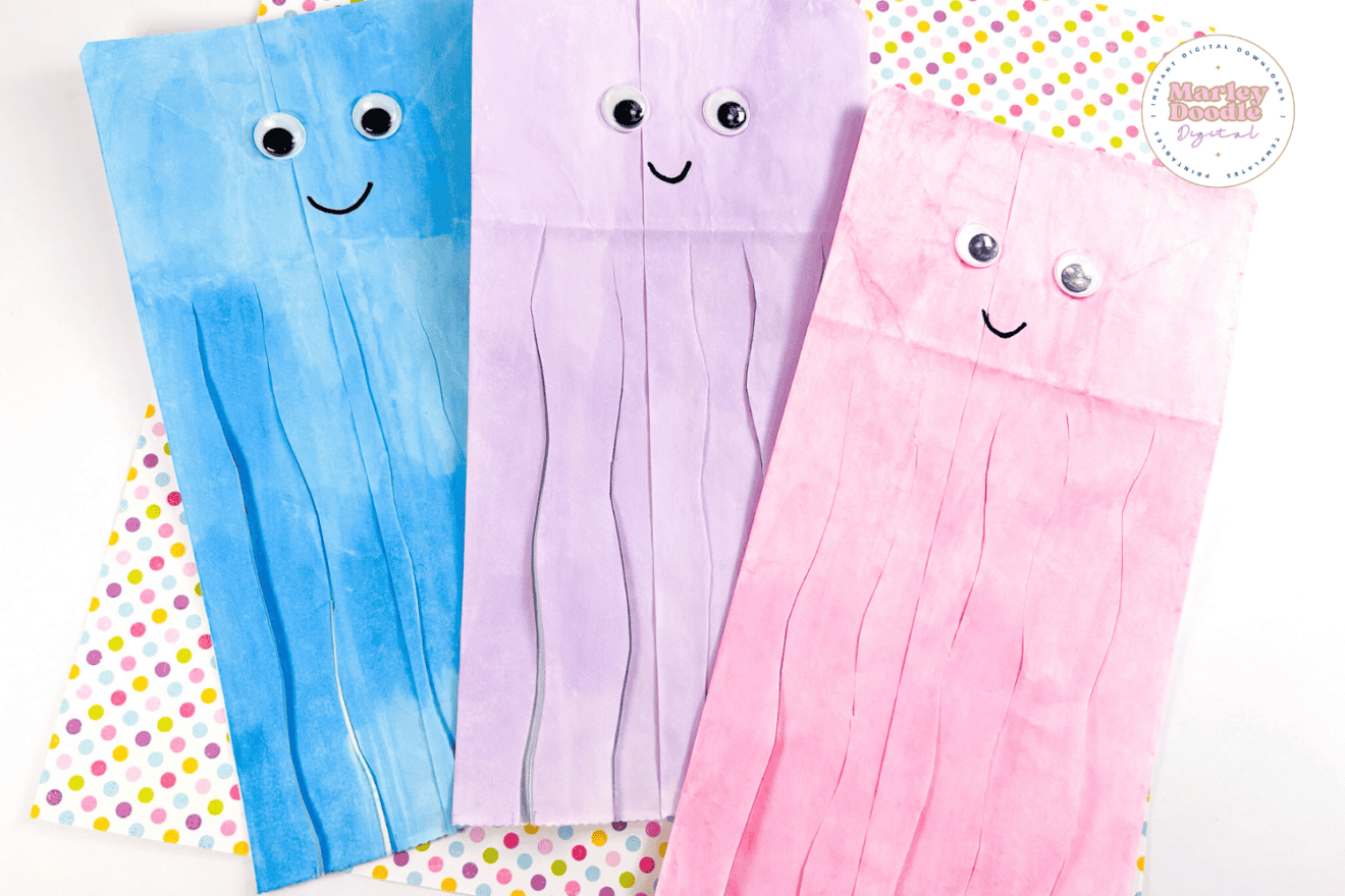 Easy Paper Bag Jelly Fish Craft for Kids - Marley Doodle Digital