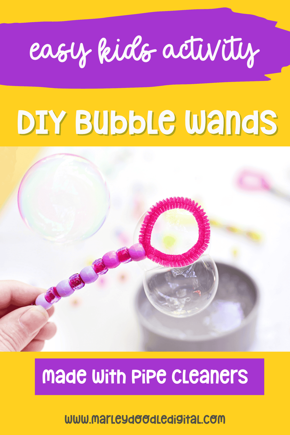 Easy DIY Bubble Wand Bubble Making Station - Marley Doodle Digital