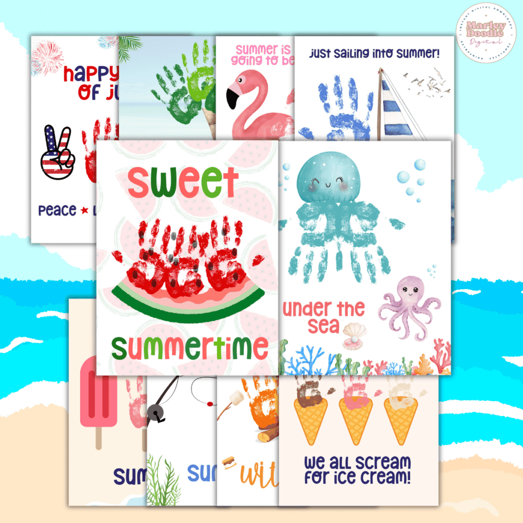 10 Free Printable Fun Summer Handprint Crafts for Kids - Marley Doodle ...