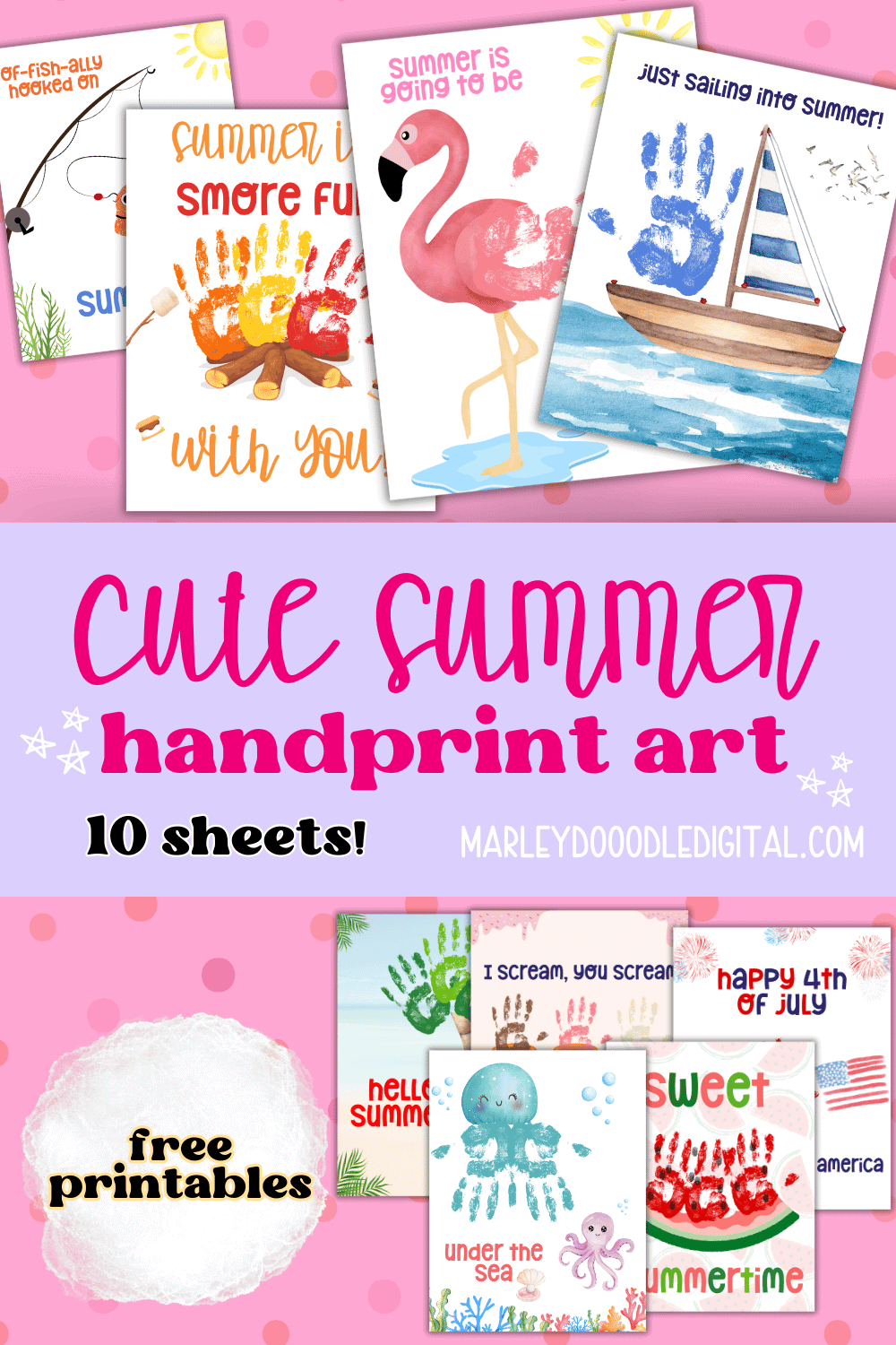 10 Free Printable Fun Summer Handprint Crafts for Kids - Marley Doodle ...