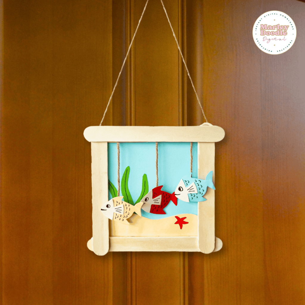 Cute Fish Aquarium Popsicle Craft for Kids (Free Template) - Marley ...