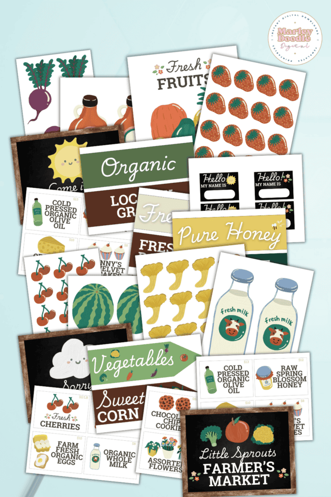 52+ Free Farmer's Market Dramatic Play Printables - Marley Doodle Digital
