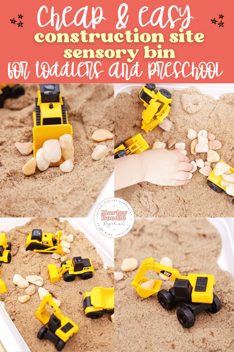 Preschool Construction Site Sensory Bin - Marley Doodle Digital