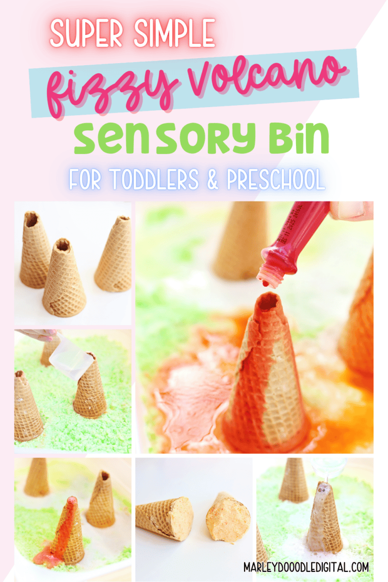DIY Fizzy Volcano Sensory Bin + Free Printable Science Experiment ...