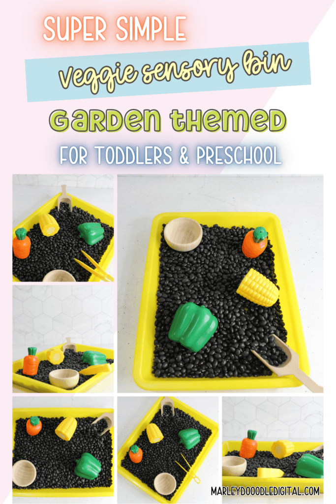 Fun Vegetable Garden Sensory Bin - Marley Doodle Digital