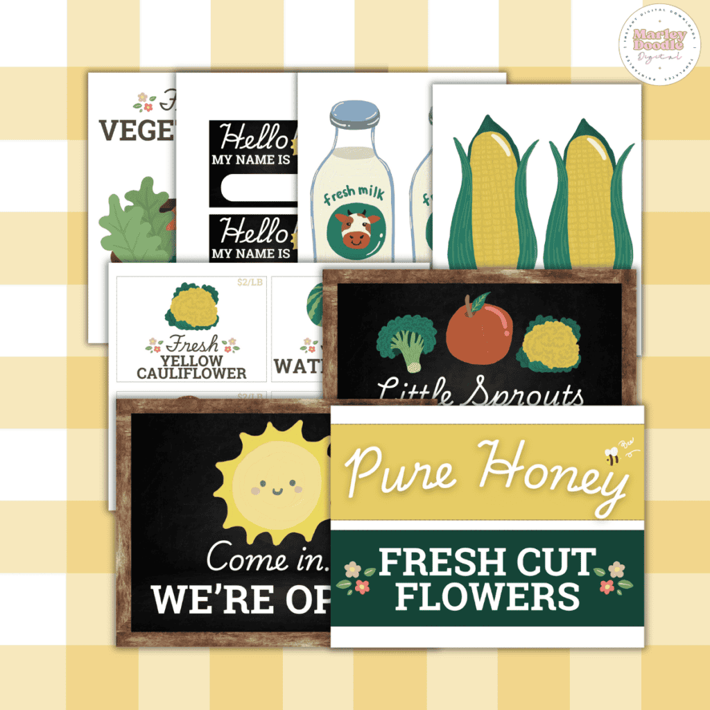 52+ Free Farmer's Market Dramatic Play Printables - Marley Doodle Digital