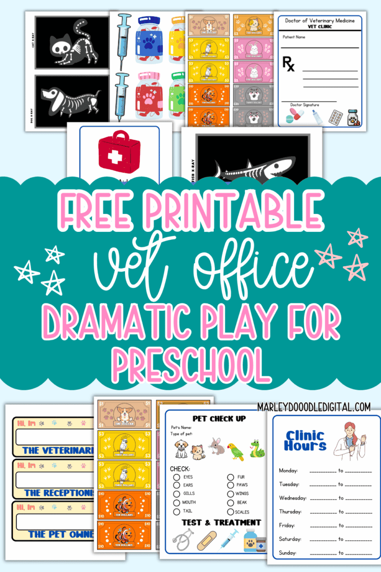 36+ Vet Clinic Dramatic Play Printables - Marley Doodle Digital