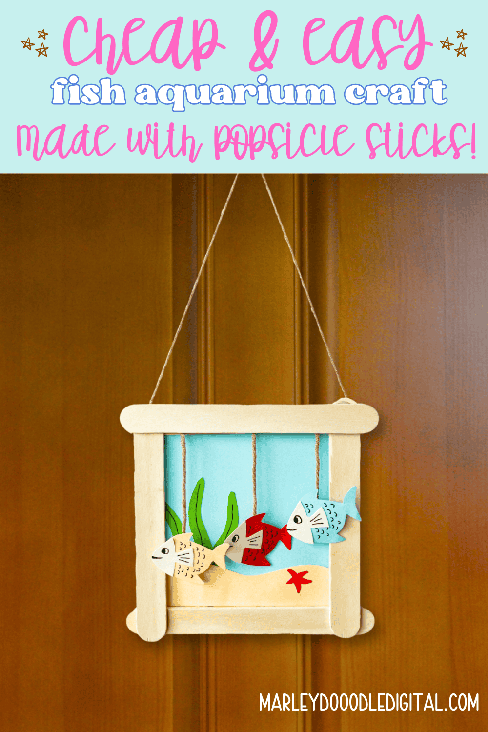 Cute Fish Aquarium Popsicle Craft for Kids (Free Template) - Marley ...