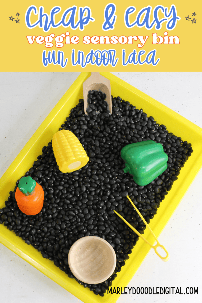 Fun Vegetable Garden Sensory Bin - Marley Doodle Digital