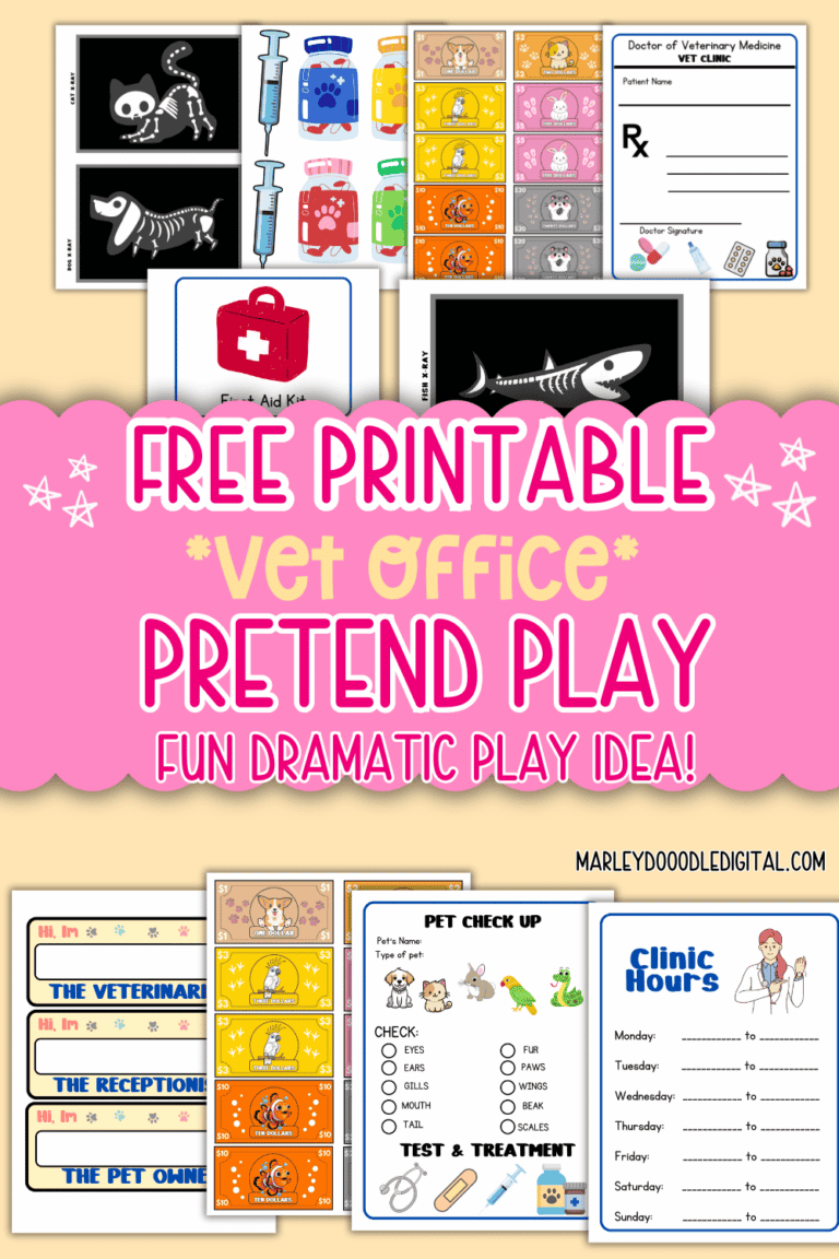 36+ Vet Clinic Dramatic Play Printables - Marley Doodle Digital
