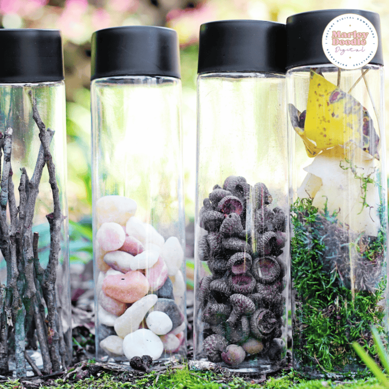 Simple DIY Nature Sound Sensory Bottles for Kids - Marley Doodle Digital