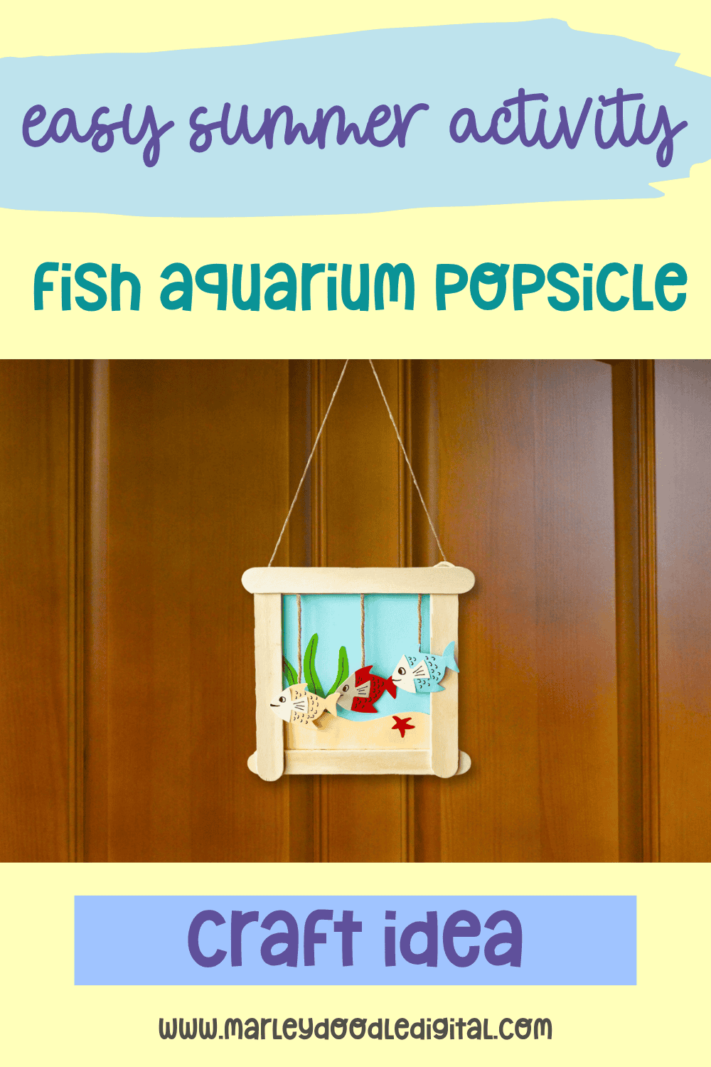 Cute Fish Aquarium Popsicle Craft for Kids (Free Template) - Marley ...