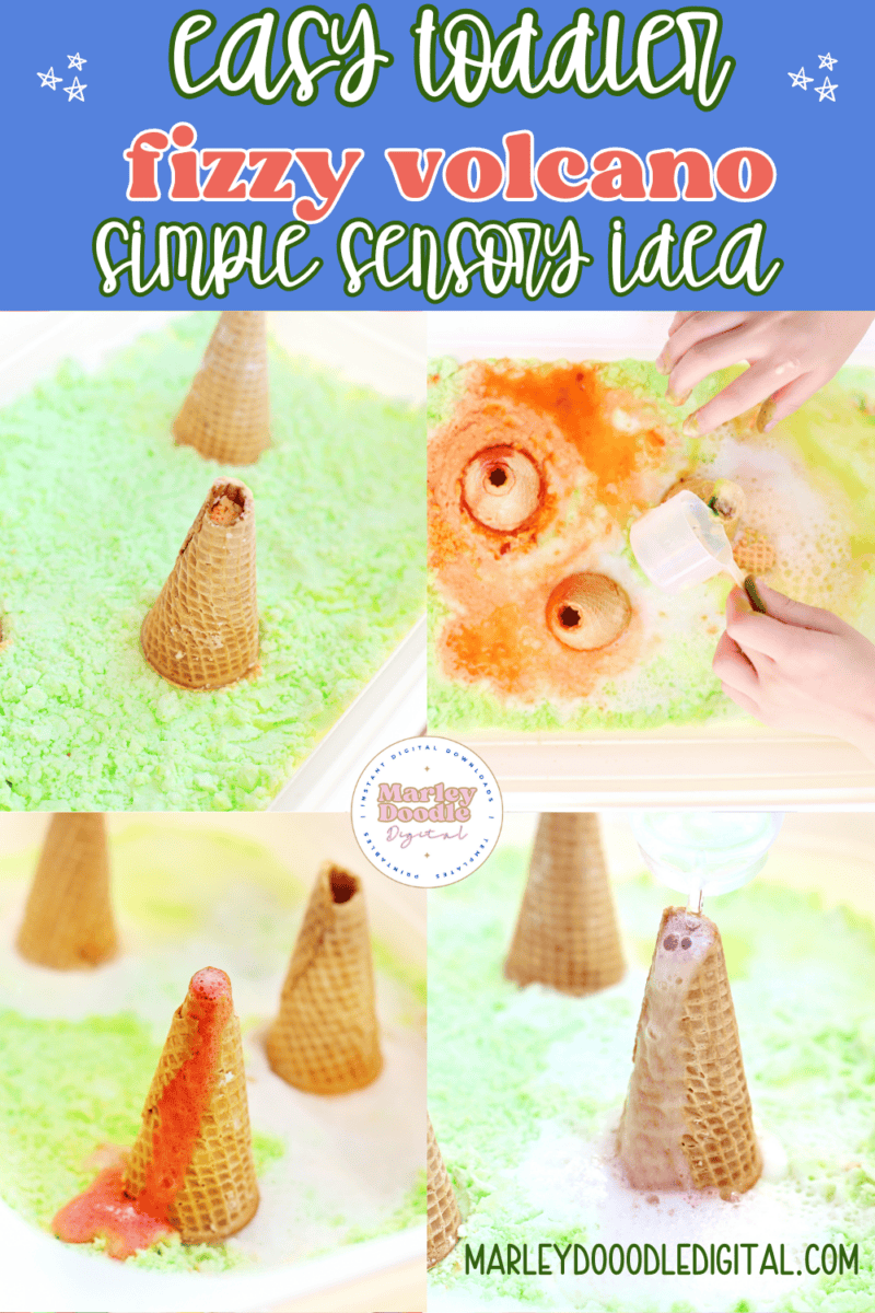 DIY Fizzy Volcano Sensory Bin + Free Printable Science Experiment ...
