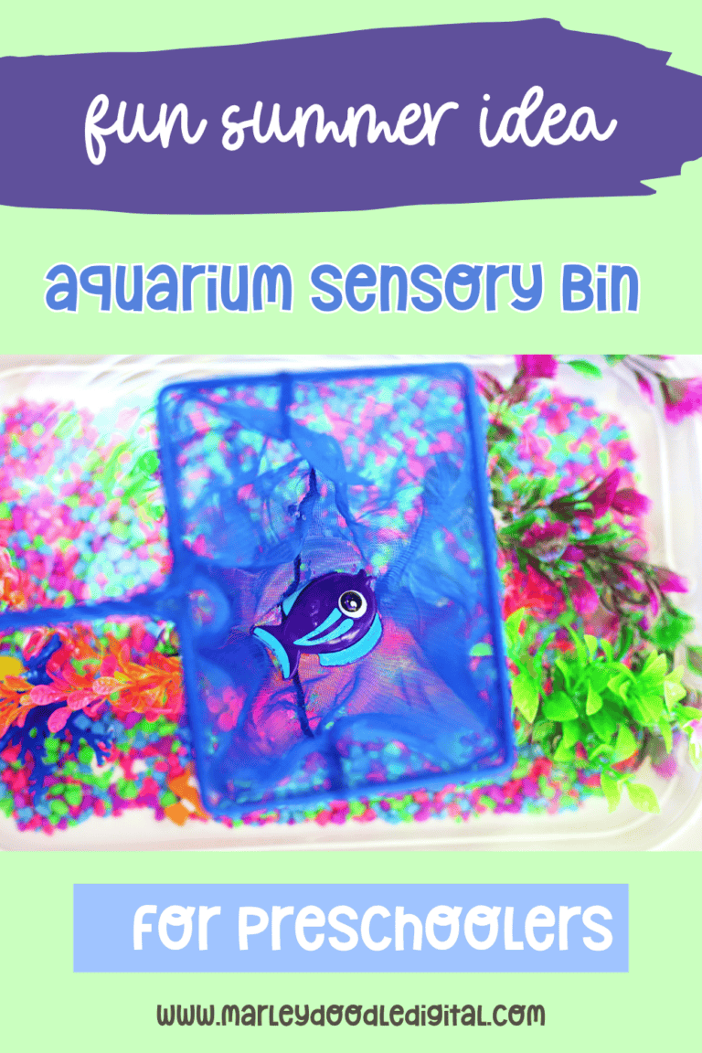 Super Fun DIY Aquarium Sensory Bin Idea - Marley Doodle Digital