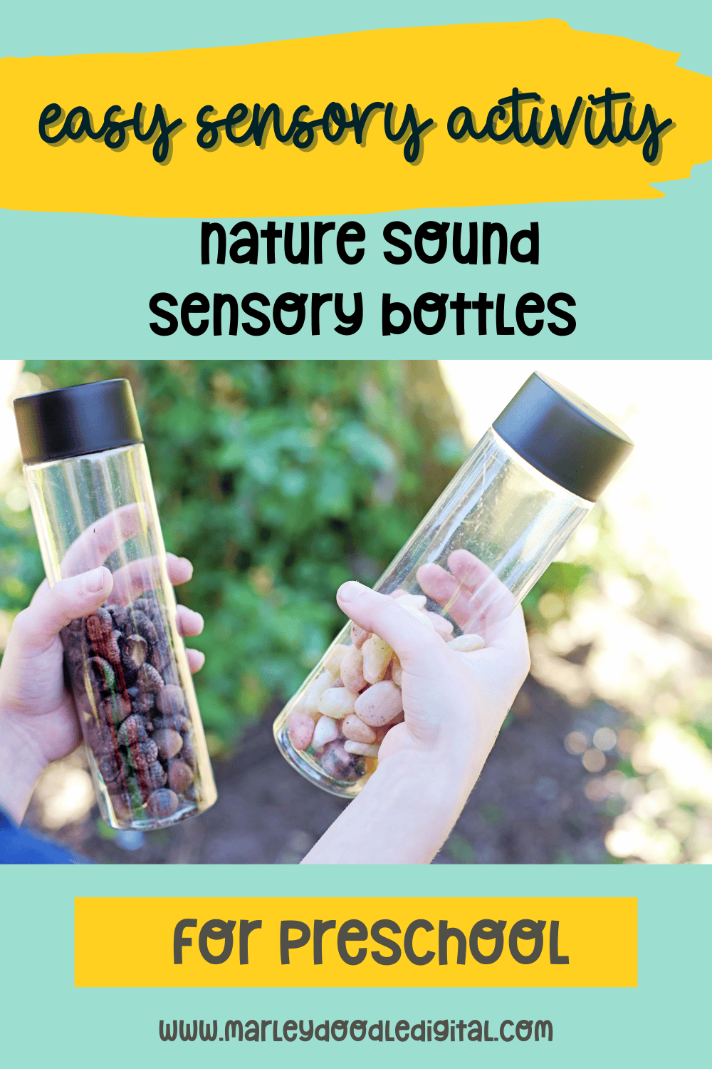 Simple DIY Nature Sound Sensory Bottles for Kids - Marley Doodle Digital