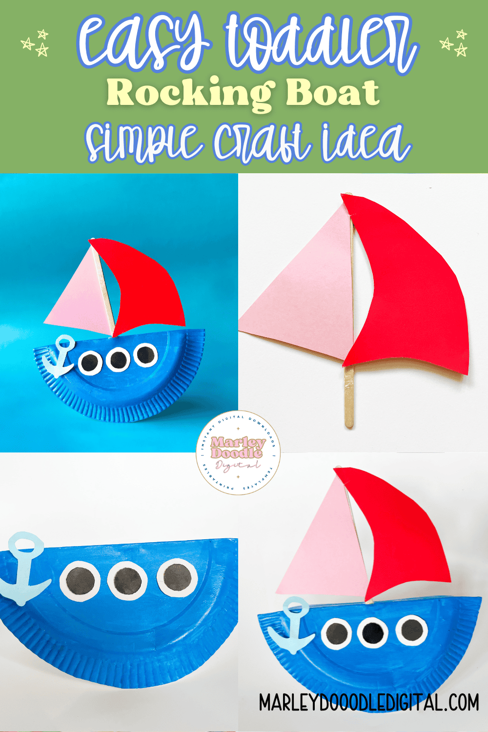 Easy DIY Paper Plate Rocking Boat Craft for Kids - Marley Doodle Digital