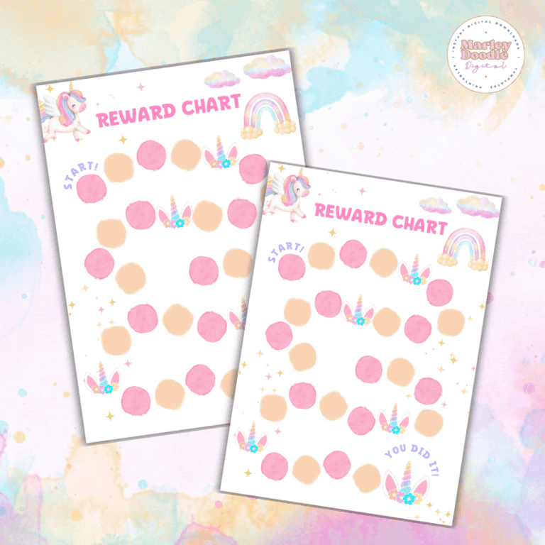 Free Printable Unicorn Reward Chart - Marley Doodle Digital