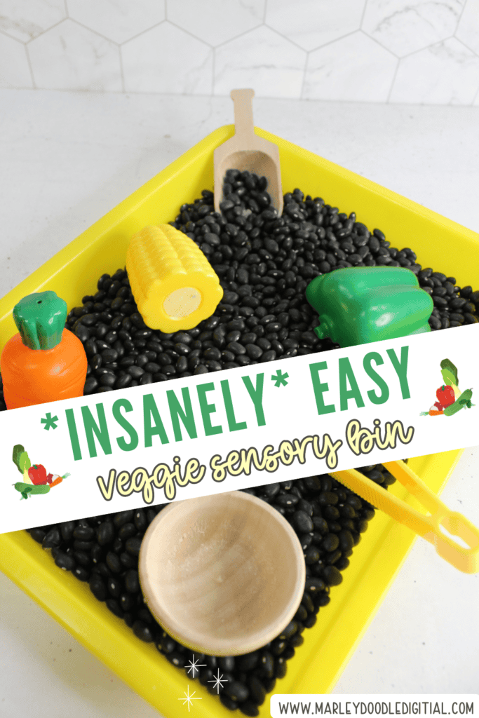 Fun Vegetable Garden Sensory Bin - Marley Doodle Digital