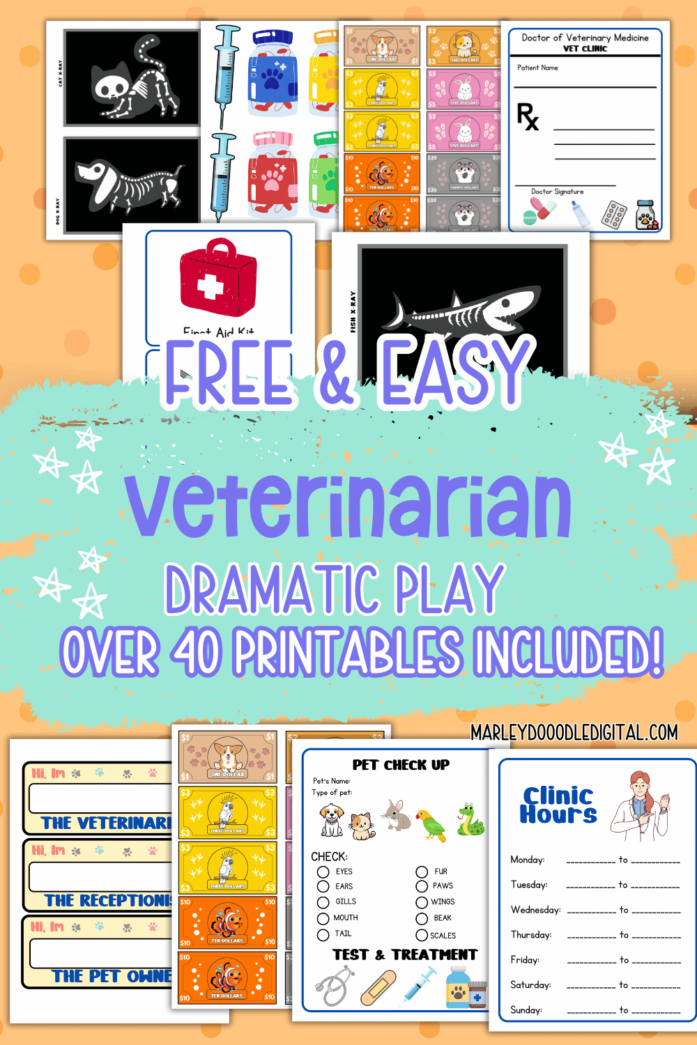 36+ Vet Clinic Dramatic Play Printables - Marley Doodle Digital