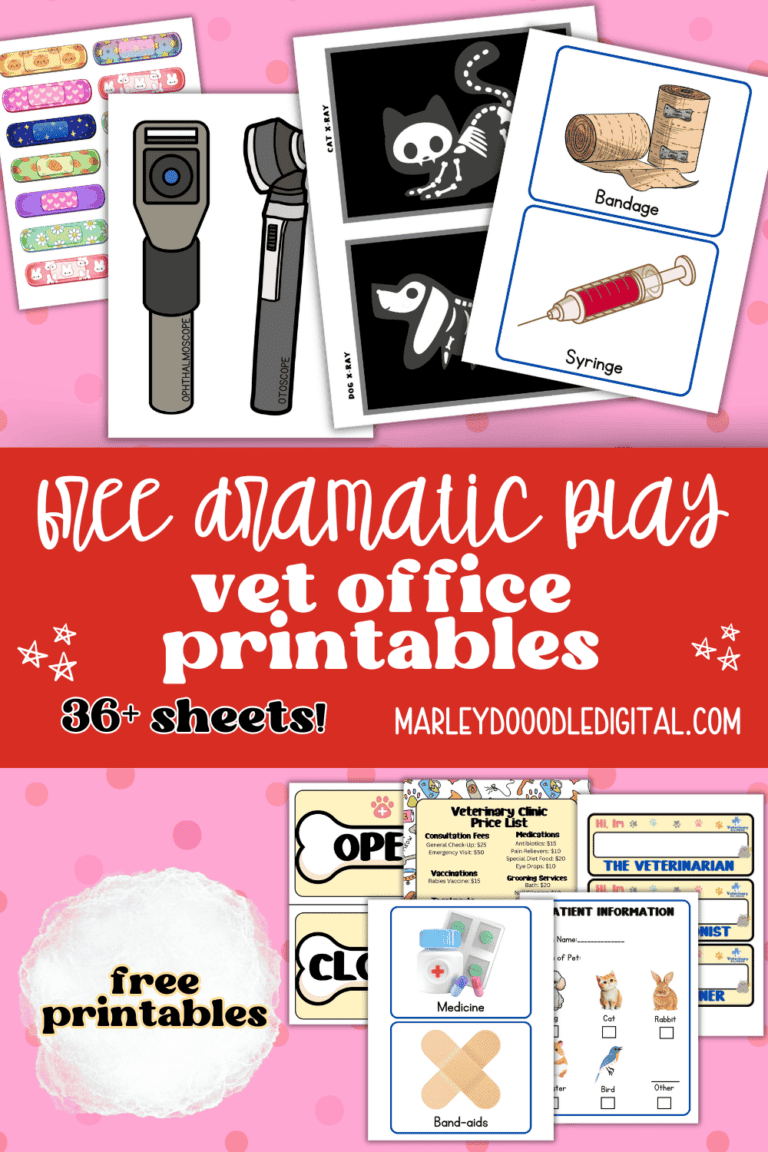 36+ Vet Clinic Dramatic Play Printables - Marley Doodle Digital