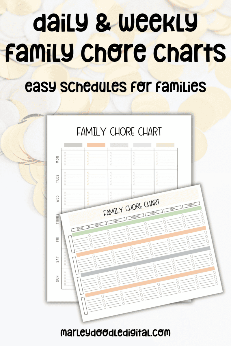 Free Printable Family Chore Charts - Marley Doodle Digital