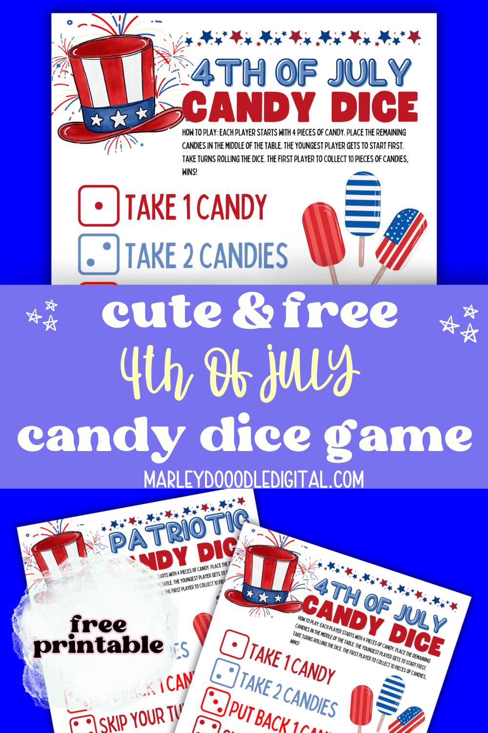 4th of July Patriotic Candy Dice Game (Free Printables) - Marley Doodle ...