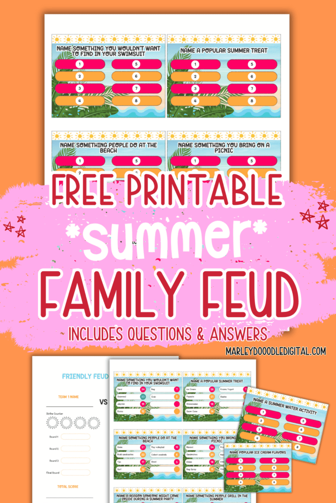 Summer Family Feud - Includes 46 Questions & Answers - Marley Doodle ...