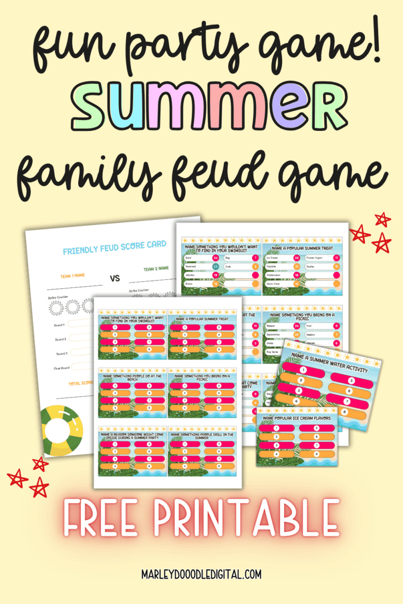 Summer Family Feud - Includes 46 Questions & Answers - Marley Doodle ...