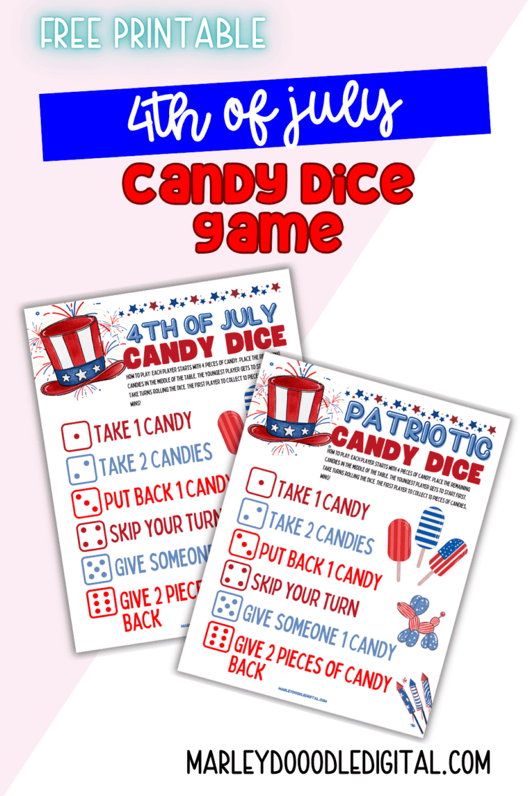 4th of July Patriotic Candy Dice Game (Free Printables) - Marley Doodle ...