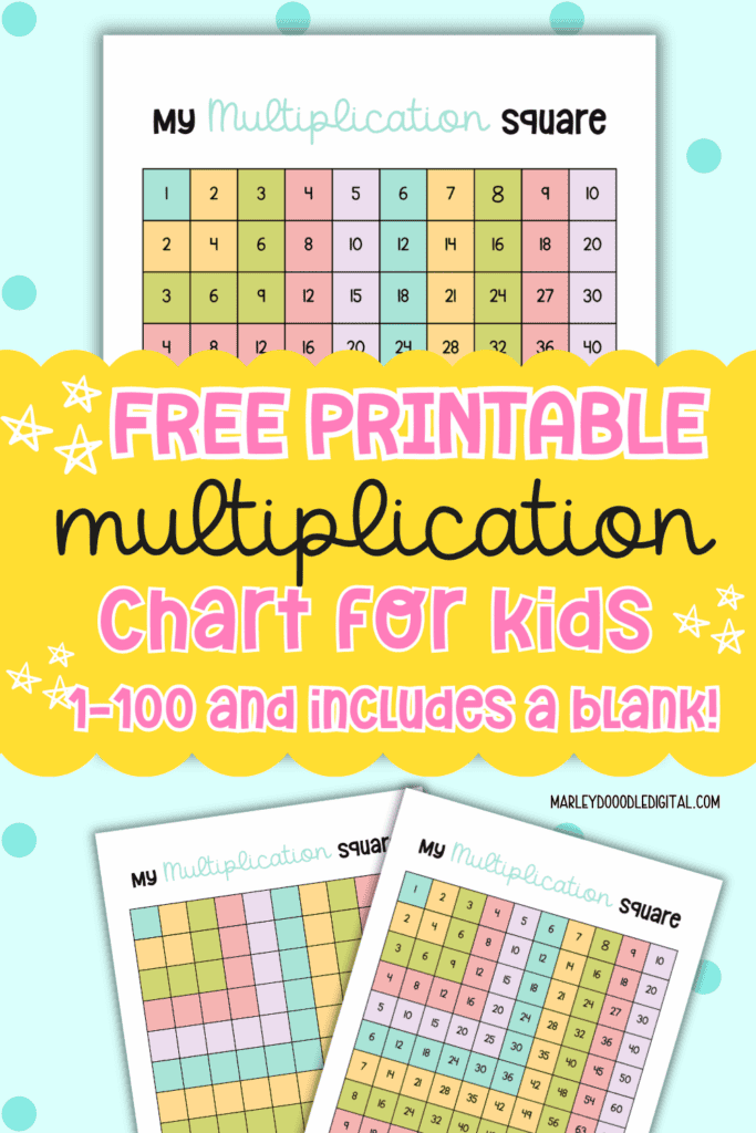 Free Printable 1-100 Multiplication Chart - Marley Doodle Digital