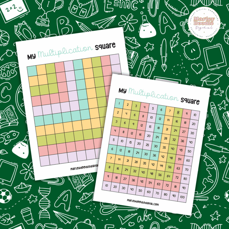 Free Printable 1-100 Multiplication Chart - Marley Doodle Digital