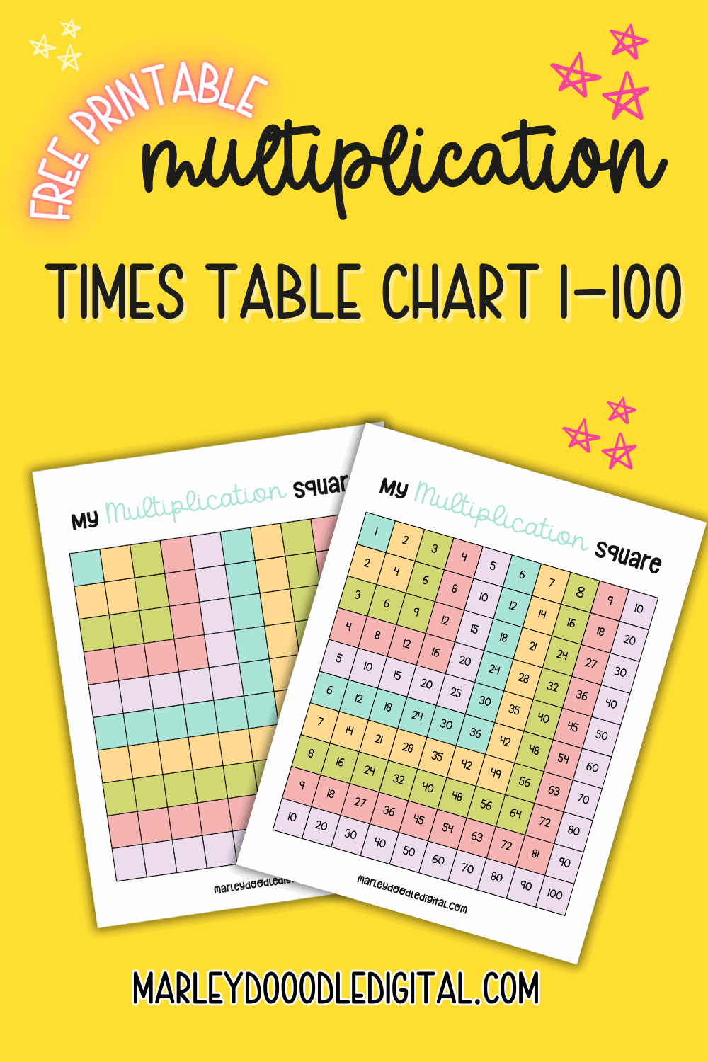 Free Printable 1-100 Multiplication Chart - Marley Doodle Digital