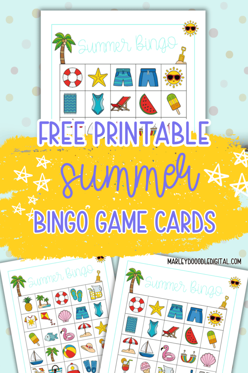 Summer Bingo (Includes 60 Unique Cards!) - Marley Doodle Digital