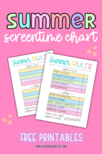Summer Rules Screen Time Chart (Free Printable) - Marley Doodle Digital