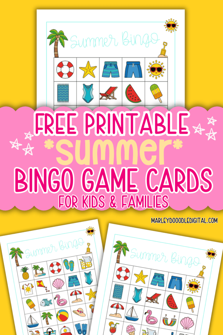 Summer Bingo (Includes 60 Unique Cards!) - Marley Doodle Digital