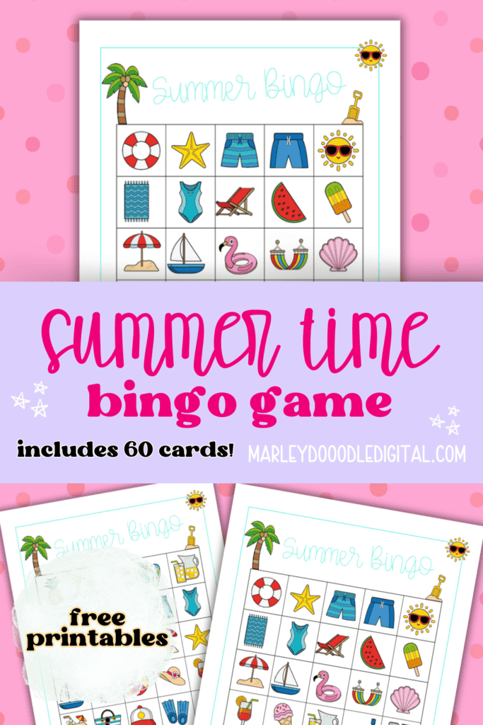 Summer Bingo (Includes 60 Unique Cards!) - Marley Doodle Digital