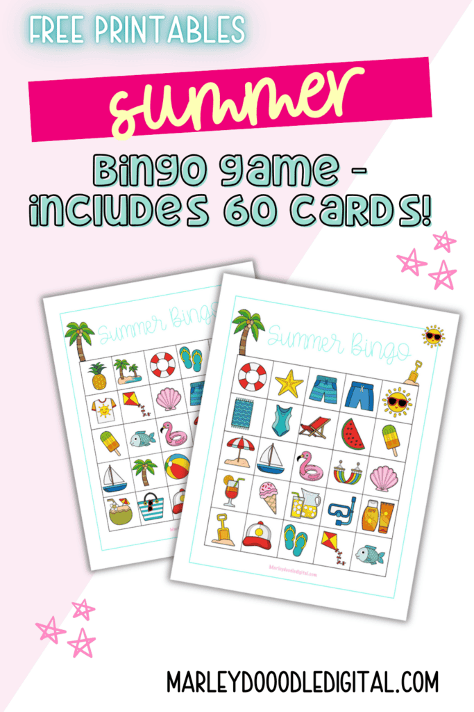 Summer Bingo (Includes 60 Unique Cards!) - Marley Doodle Digital