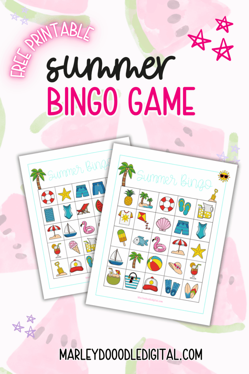Summer Bingo (Includes 60 Unique Cards!) - Marley Doodle Digital