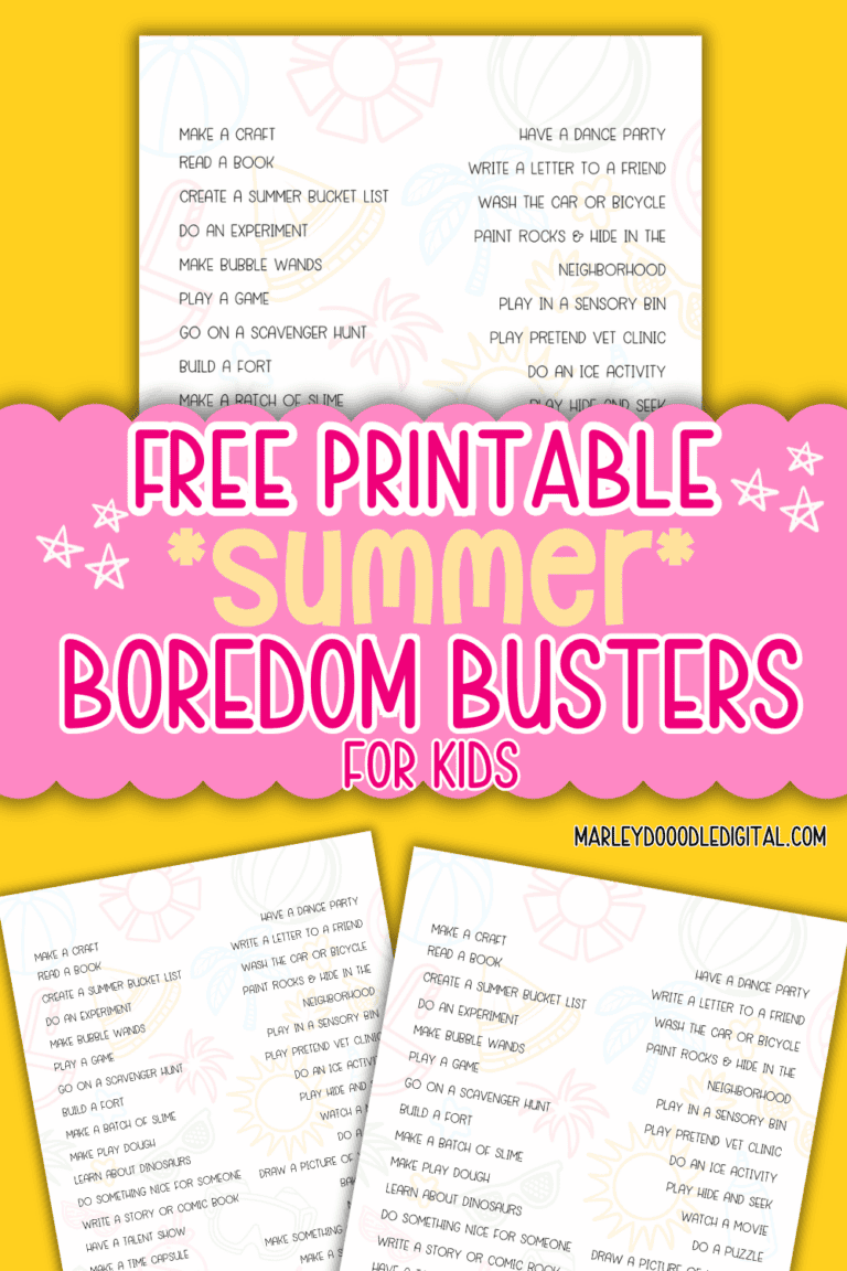 32+ Summer Boredom Buster Printables - Marley Doodle Digital