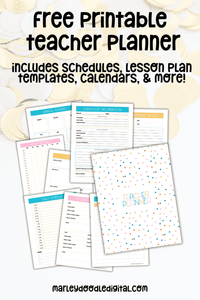 The Ultimate Teacher Planner (Free 91+ pages!) - Marley Doodle Digital