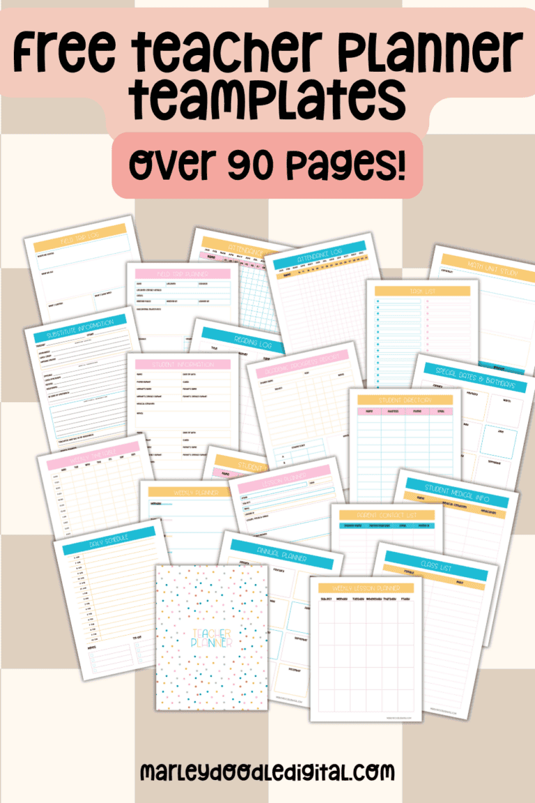 The Ultimate Teacher Planner (Free 91+ pages!) - Marley Doodle Digital